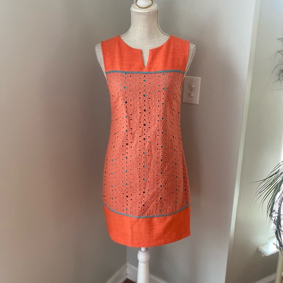Esley | Dresses | Esley Retro Sixties Style Coral Turquoise Eyelet ...